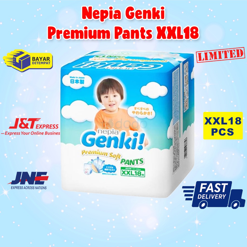 Jual Popok Celana Bayi Nepia Genki Premium Pants XXL18 | Shopee Indonesia