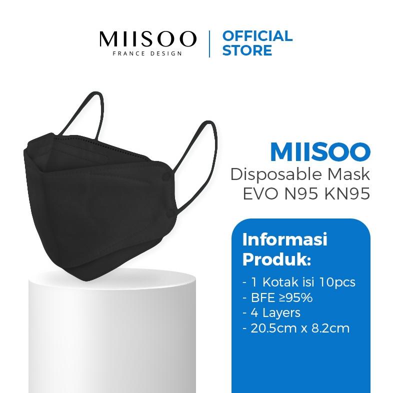 Jual MIISOO DISPOSABLE EVO HITAM N95 KN95 BFE 95% MASKER KESEHATAN ...