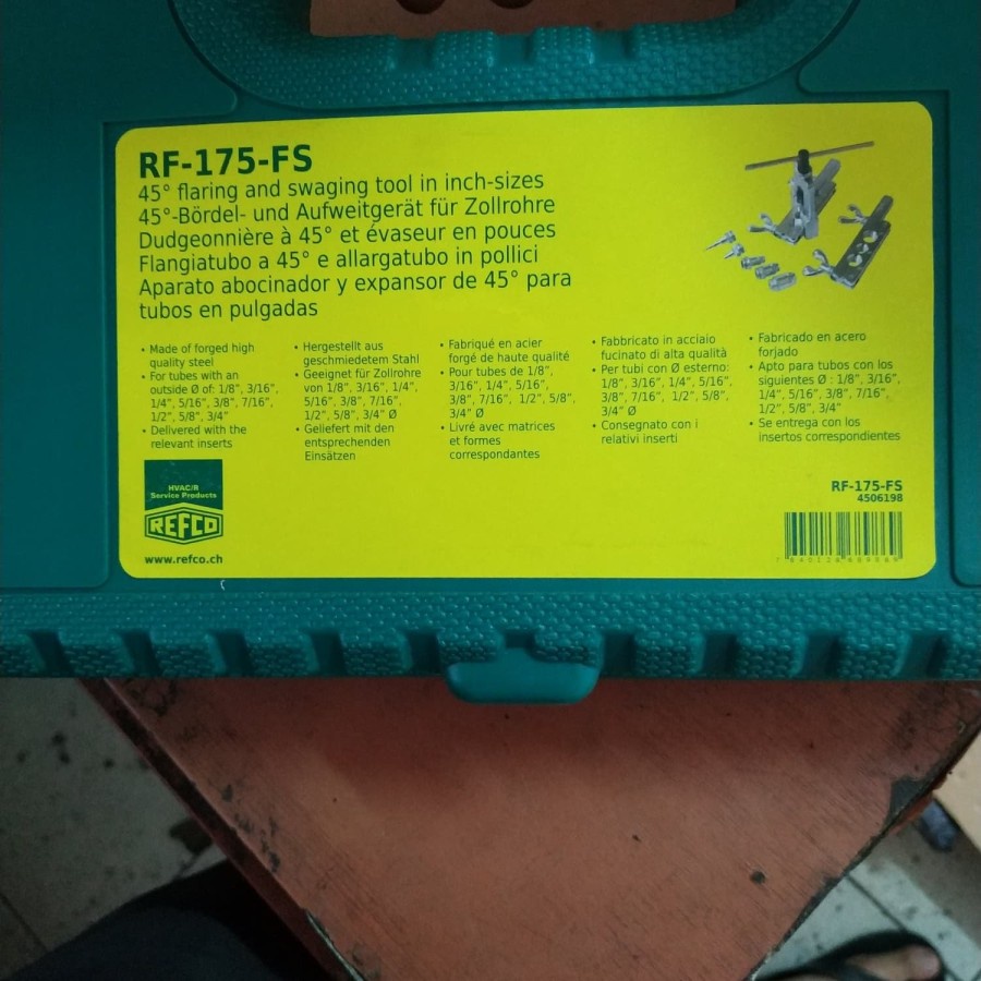 Jual Flaring tool ac Refco RF 175 FS SET plus box swaging Refco ...