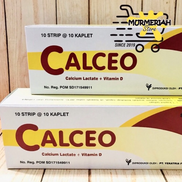 Jual Calceo Kalsium Lactate + Vitamin D isi 100 kaplet / Kalk / Calcium ...