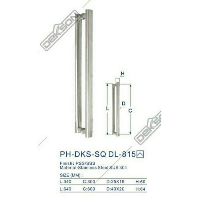 Jual PULL HANDLE DEKKSON DELUXE PH DL815 40X20X640X600 SSS | Shopee Indonesia