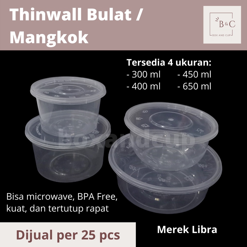 Jual Kotak Makan Plastik Thinwall Bulat / Mangkok / Bowl / Round 300ml, 400ml, 450ml, 650ml ...