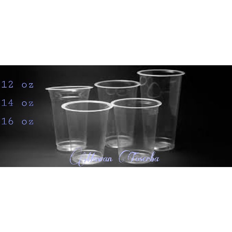 Jual Gelas plastik bening 12Oz, 14Oz ,16Oz [50 PCS] / plastik cup pp ...