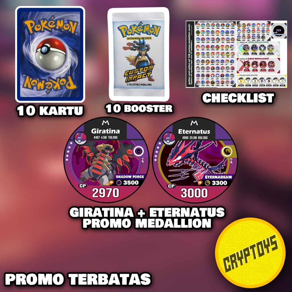 Jual Promo Set Medallion kustom Kartu pokemon TCG Indonesia series kustom Impact tazos murah ...