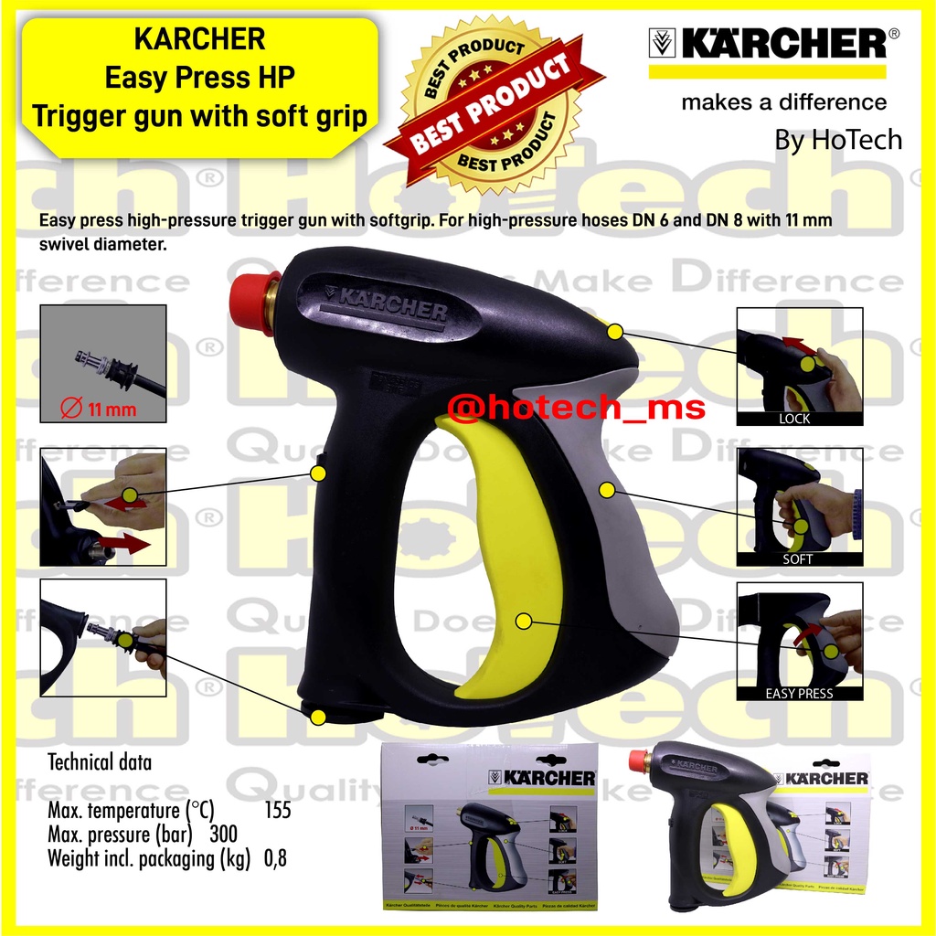 Jual Karcher Easy Press HP AVS Trigger Gun With Soft Grip For High Pressure Washer Professional ...