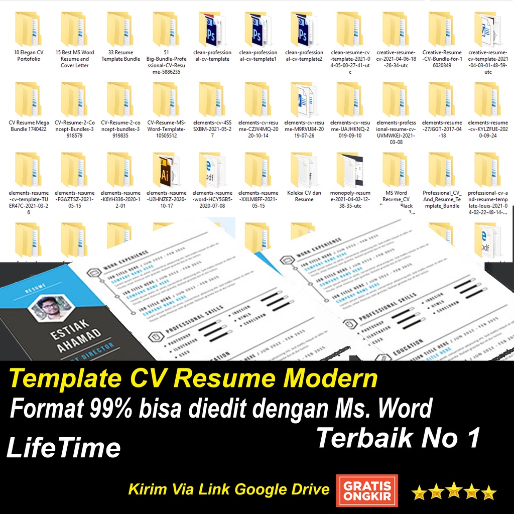 Jual Template CV Resume Modern Profesional (Ms. Word dan Photoshop ...