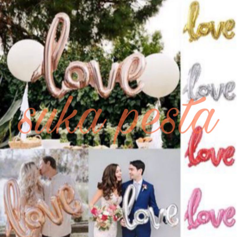 Jual BALON FOIL TULISAN LOVE SAMBUNG JUMBO / BALON TULISAN LOVE SAMBUNG ...