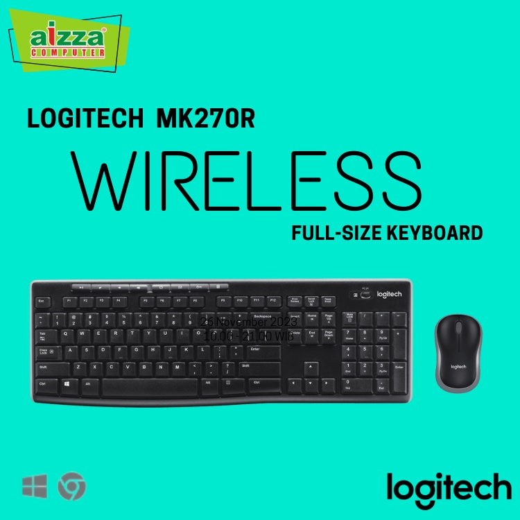 Jual Logitech Wireless Mk270r Keyboard Mouse Combo Full Size Shopee Indonesia