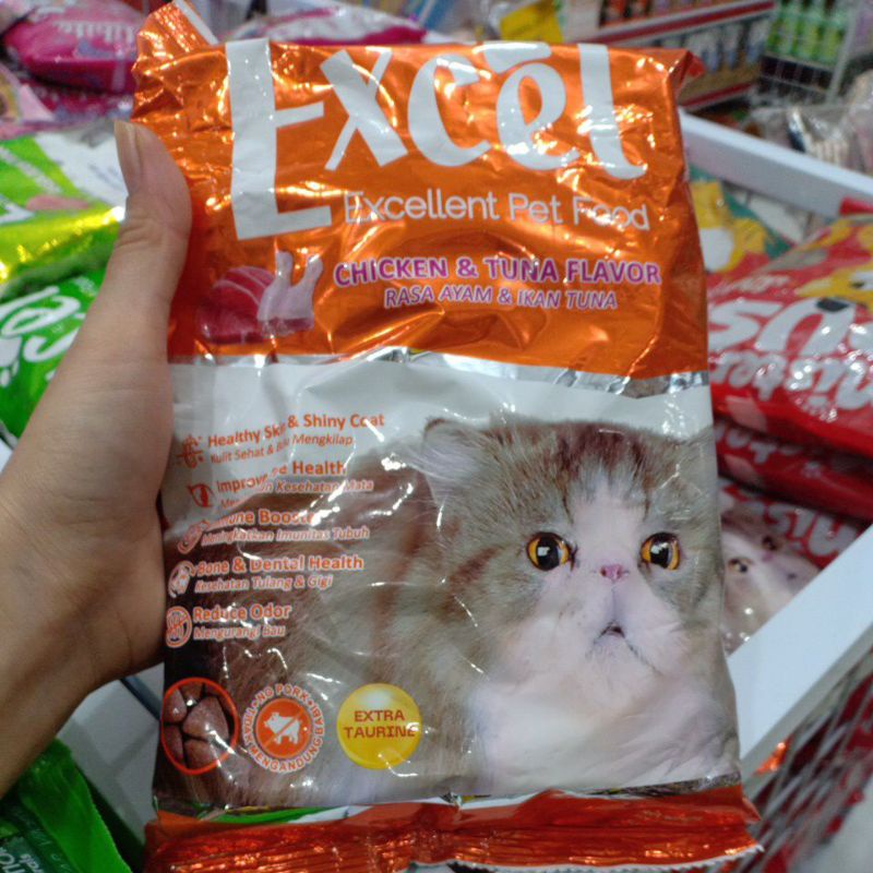 Jual Makanan kucing Excel chicken tuna bentuk segitiga 500gr | Shopee ...