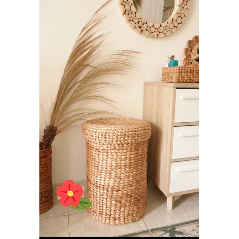 Jual basket eceng gondok-laundy basket-storage- keranjang anyaman ...