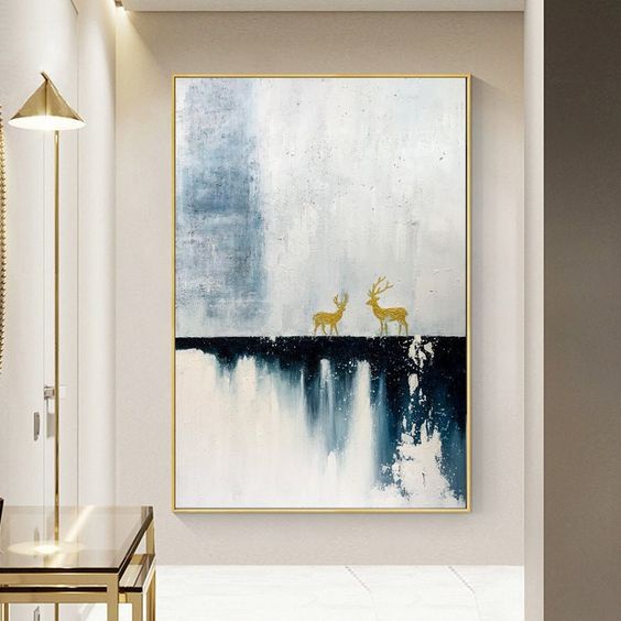 Jual lukisan abstrak rusa gold | Shopee Indonesia