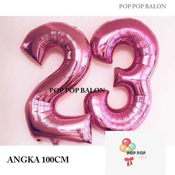 Jual Balon Foil Angka JUMBO POLOS 100cm BIRU/ PINK | Shopee Indonesia