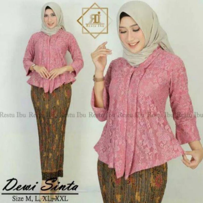 Jual COD~Setelan Kebaya Floy Brokat + Rok Plisket Kebaya Ukuran Jumbo ...