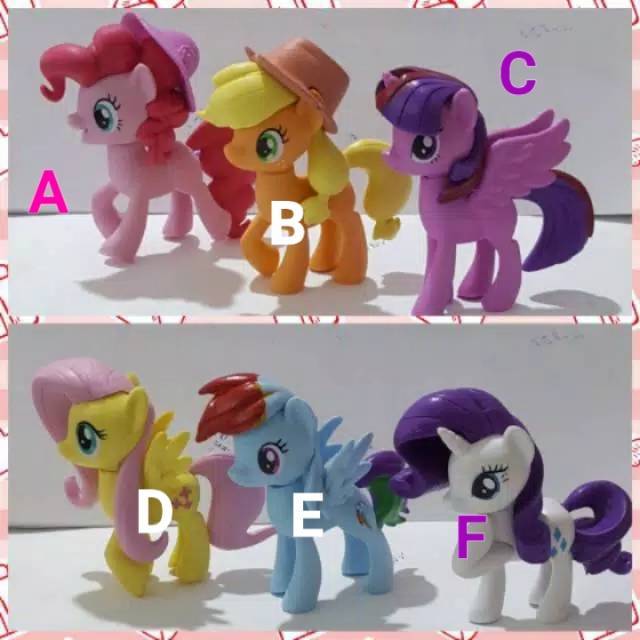 JUAL SATUAN MY LITTLE PONY figure set isi 6 pcs topper kue kuda poni ...