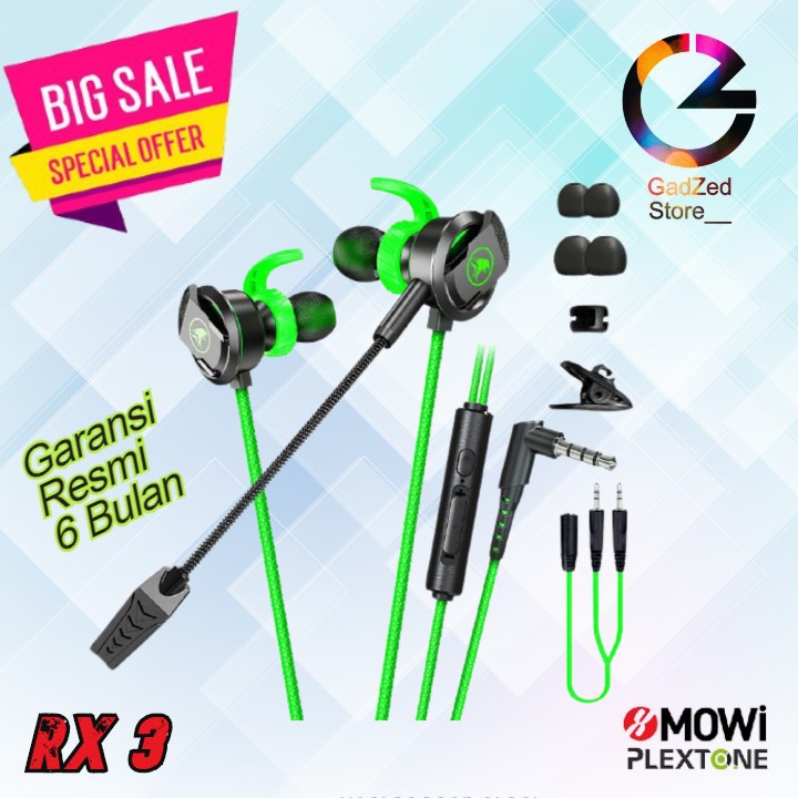 Jual Headset Gaming Plextone XMOWi RX3 Dual Microphone Detachable HD Mic Earphone Gaming ...