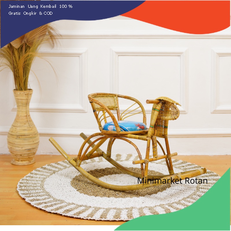 Jual Kursi Kuda Goyang Rotan Anak Plus Jok Busa Empuk | Shopee Indonesia