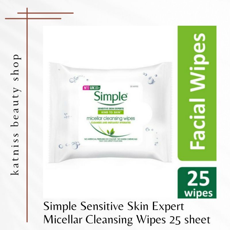 Jual Simple Sensitive Skin Expert Micellar Cleansing Wipes 25 sheet ...