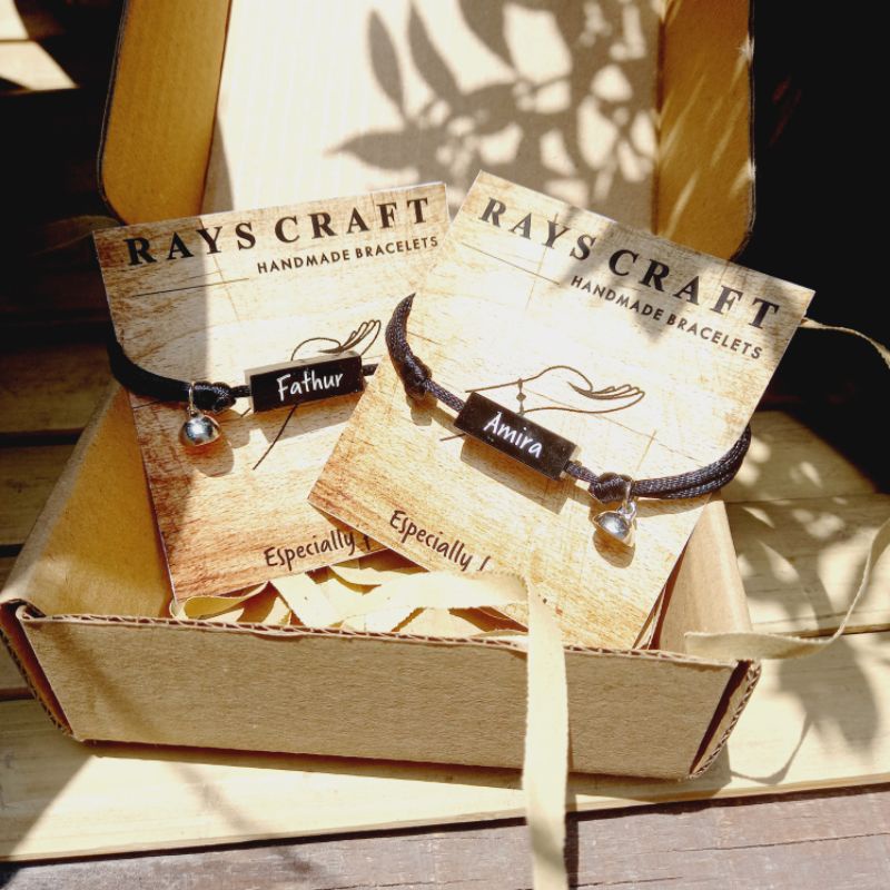 Jual (FREE BOX)GELANG NAMA CUSTOM BALOK WATERPROOF / GELANG COUPLE ...