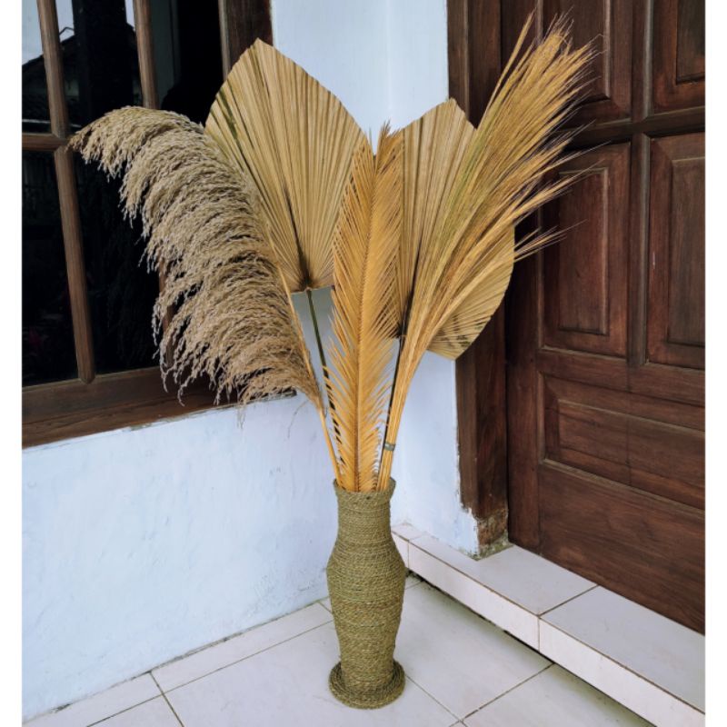 Jual Dekorasi Bunga palem,pampas,sikas & rayung kering lengkap (bunga ...