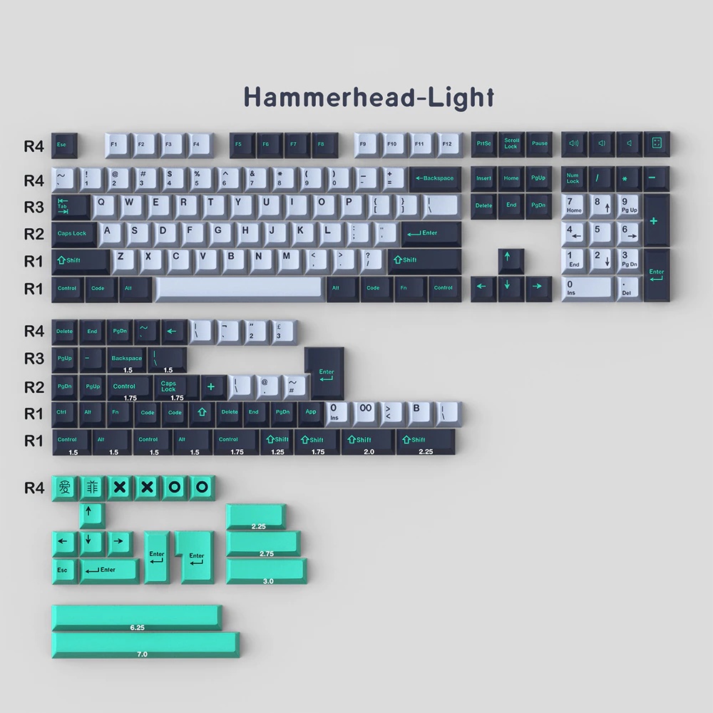 Jual GMK Hammerhead-Light Keycaps 173 Keys Cherry Profile Double Shot ...