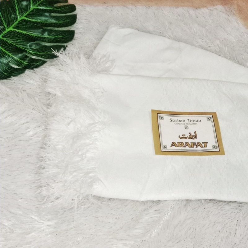 Jual Sorban Putih Polos Merk Arafat surban tenun Murah Kualitas Bagus ...