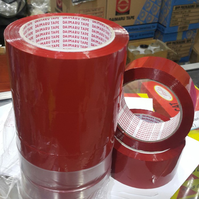 Lakban plastik Daimaru warna merah 48mm asli | Shopee Indonesia