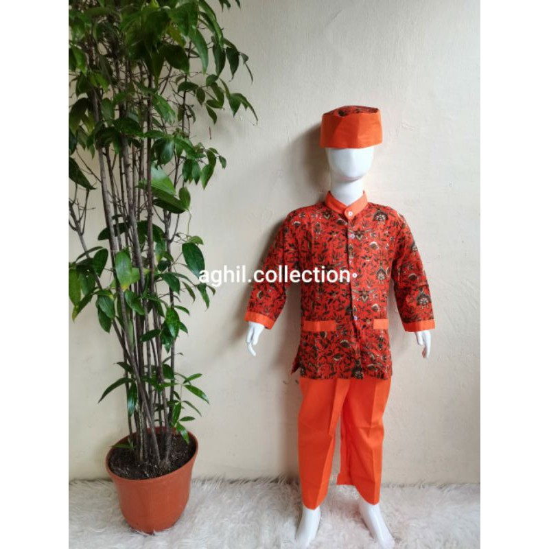 Jual SERAGAM TK/PAUD MUSLIM BATIK BAJU TK/PAUD MUSLIM BATIK OREN ...