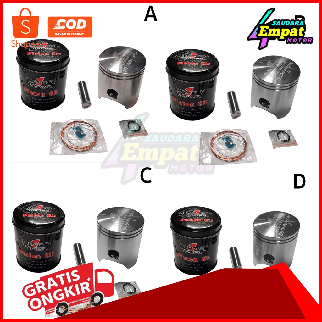 Jual Piston Moto 1 Ninja 2T dan RX KING Pen 15 Forged Casting A B C D ...