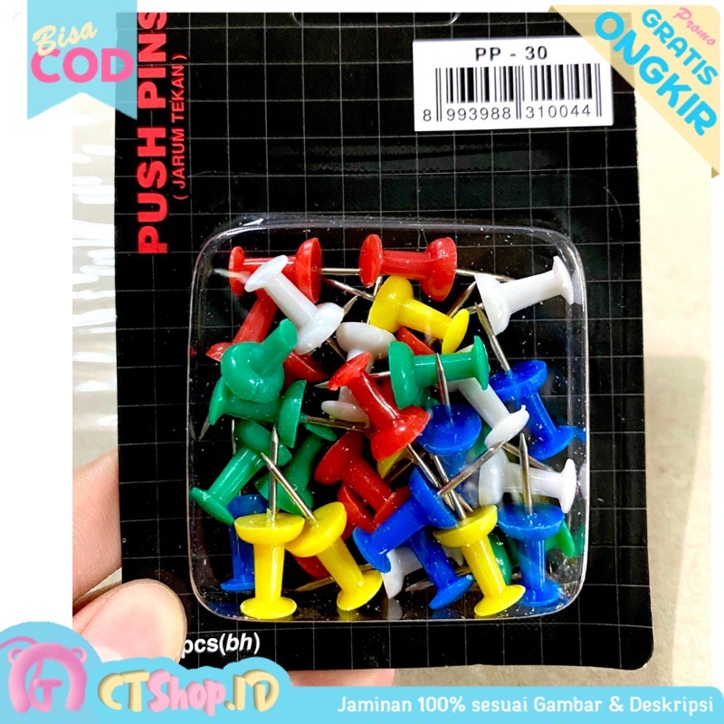 Jual CTShopID Push Pin / Paku Mading Warna-Warni isi 30 Pcs | Shopee ...