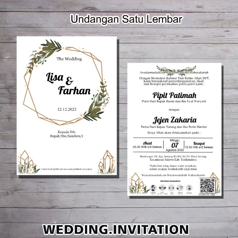 Jual Undangan pernikahan murah, 1 lembar ukuran A5 undangan pernikahan ...