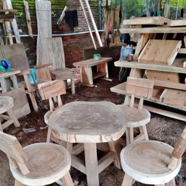 Jual dining set kursi meja makan cafe modern kayu trembesi solid A ...