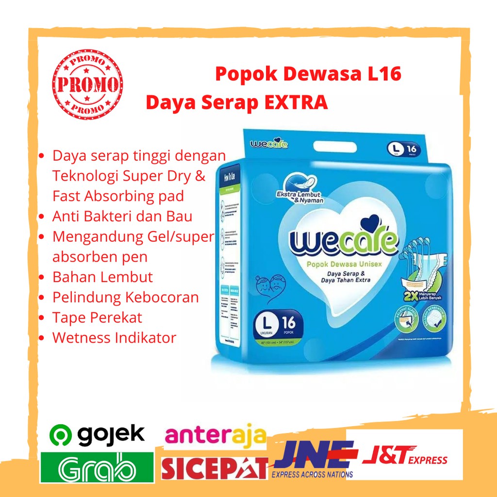 Jual WECARE Adult Diapers L16 - DIAPERS DAYA SERAP TINGGI - POPOK DEWASA ANTI BAKTERI | Shopee ...
