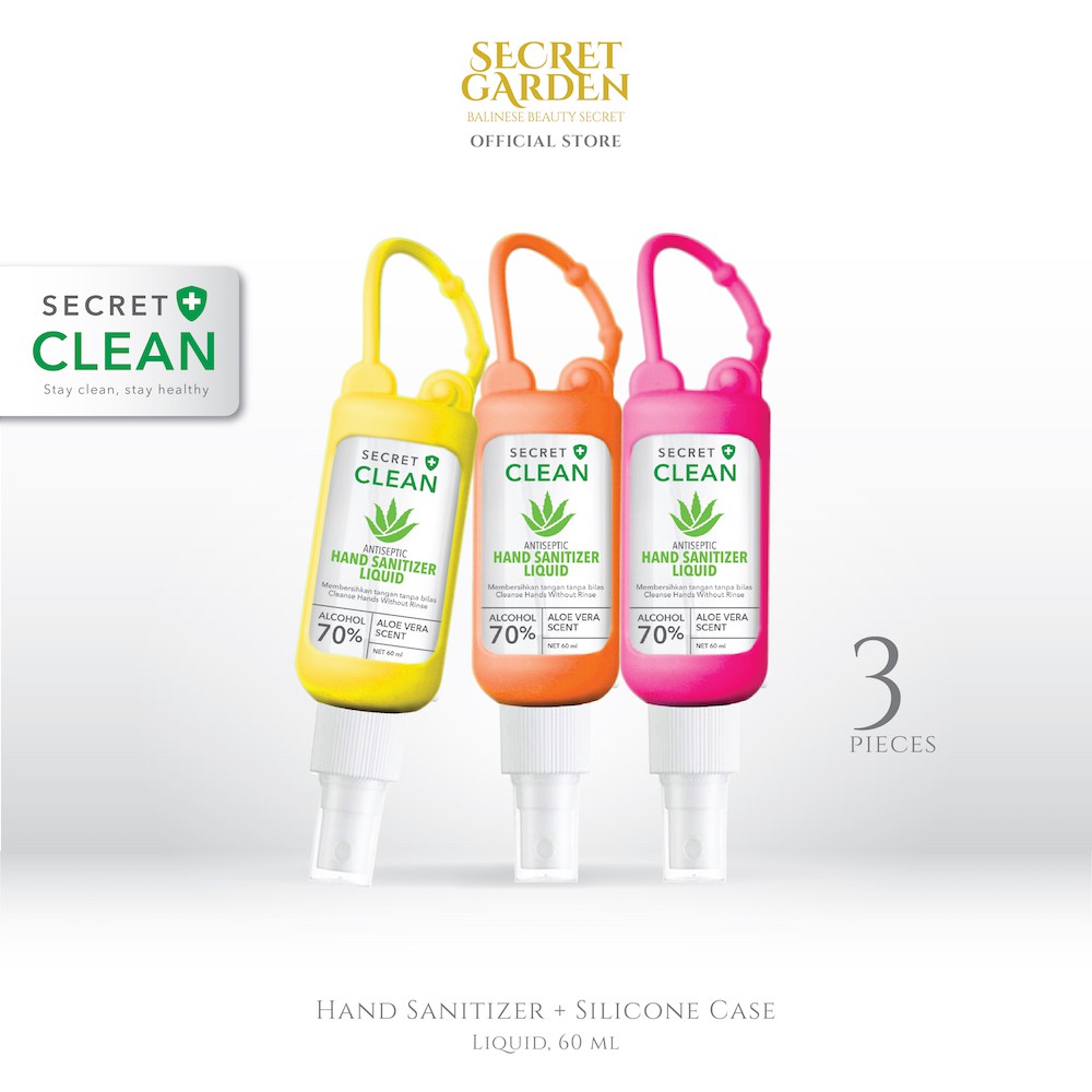 Jual Secret Clean Hand Sanitizer Liquid 60ml Silicone Case 3 Pcs ...
