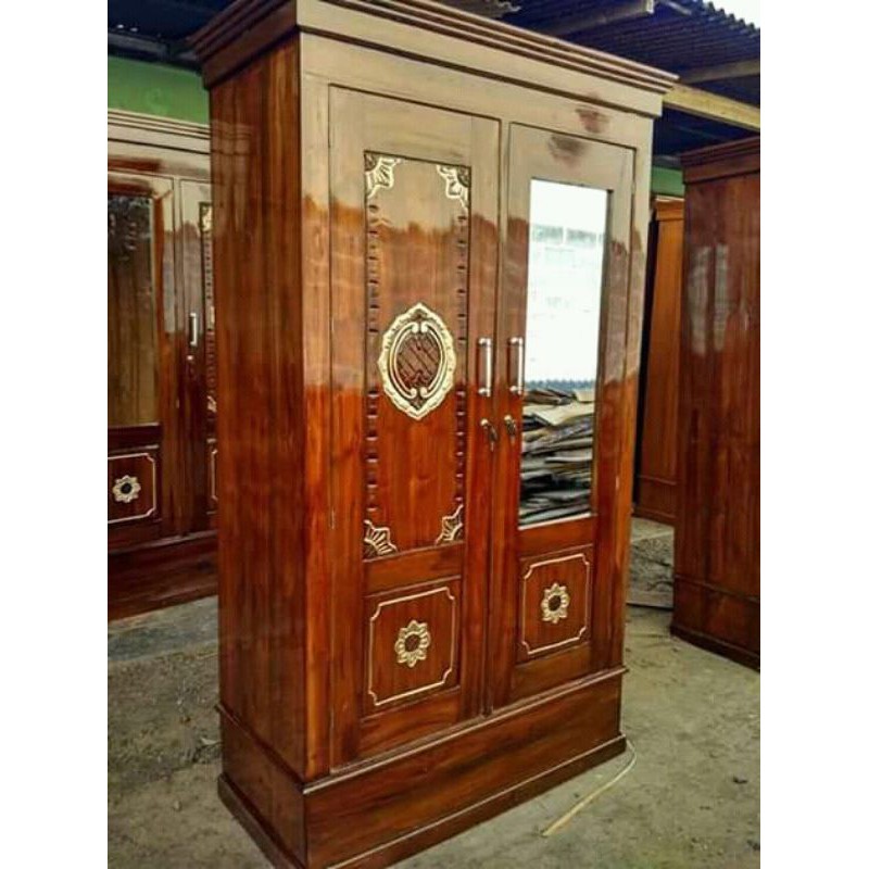Jual Almari 2 pintu buka tutup kayu jati/ lemari pakaian kayu jati ...