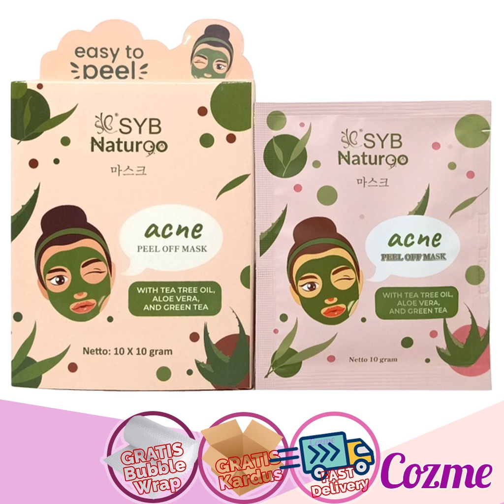 Jual SYB NATUR 90 ACNE PEEL OFF MASK WITH TEA TREE OIL, ALOE VERA, AND GREEN TEA Box (Isi 10pc ...