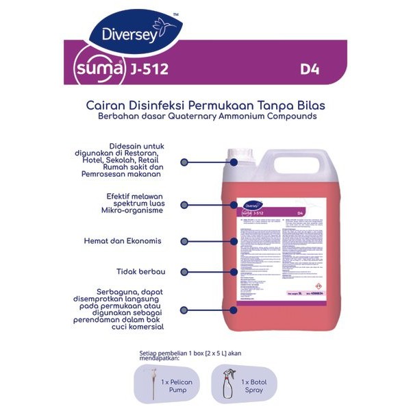 Jual Diversey Disinfectant / Disinfektan D4 Suma J-512 Food Grade 5 ...