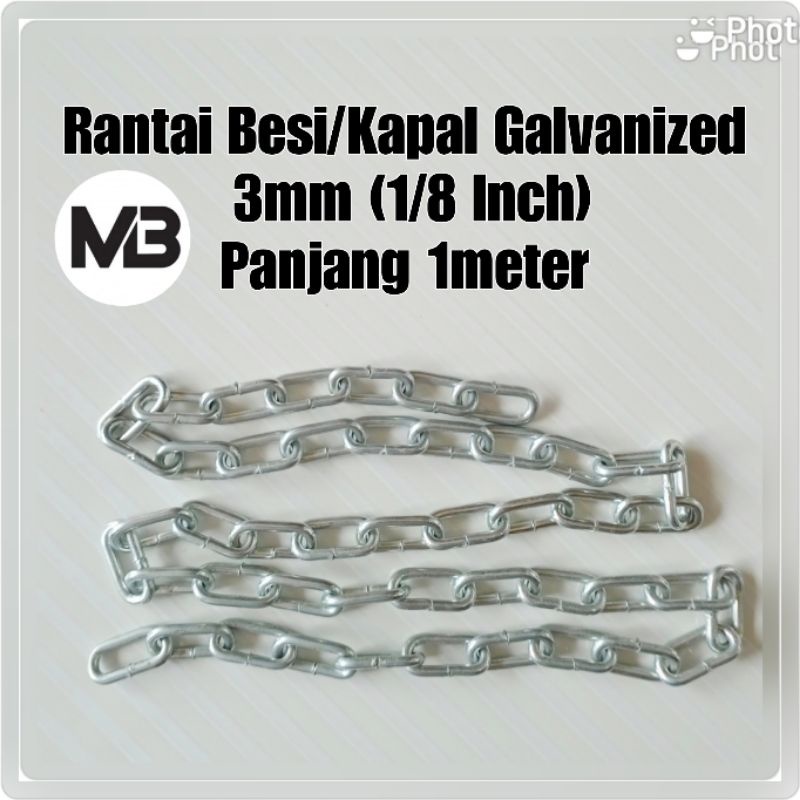 Jual Rantai Besi / Rantai Pagar / Rantai Kapal Galvanized 3 mm ( 1/8 ...