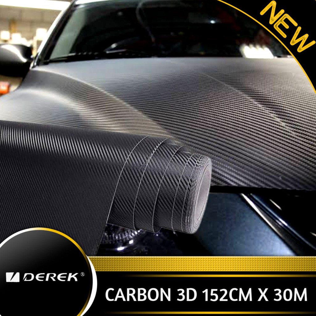 Stiker carbon 3D derek ukuran 152cmx50cm untuk kap, spion, spakbor ...