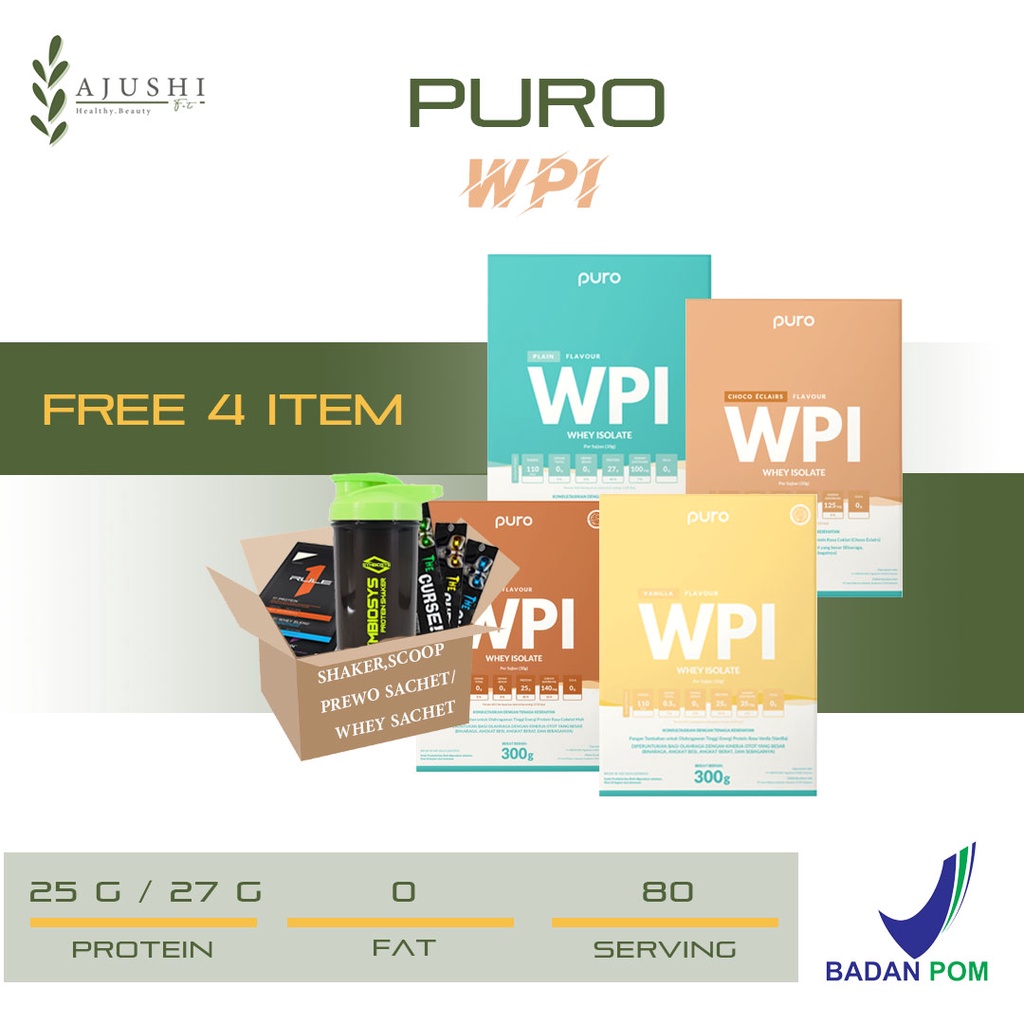 Jual Puro Wpi Whey Protein Isolate Pure 2,4kg ( 8box @300grm ) | Shopee Indonesia