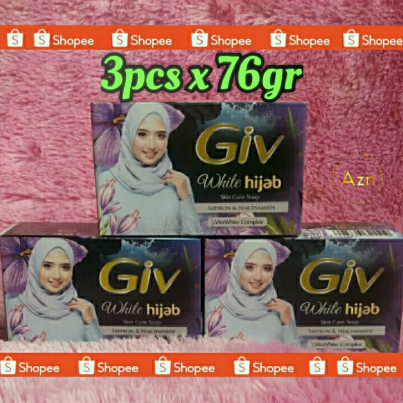 Jual 3pcs sabun mandi batang giv hijab body wash soap saffron ...