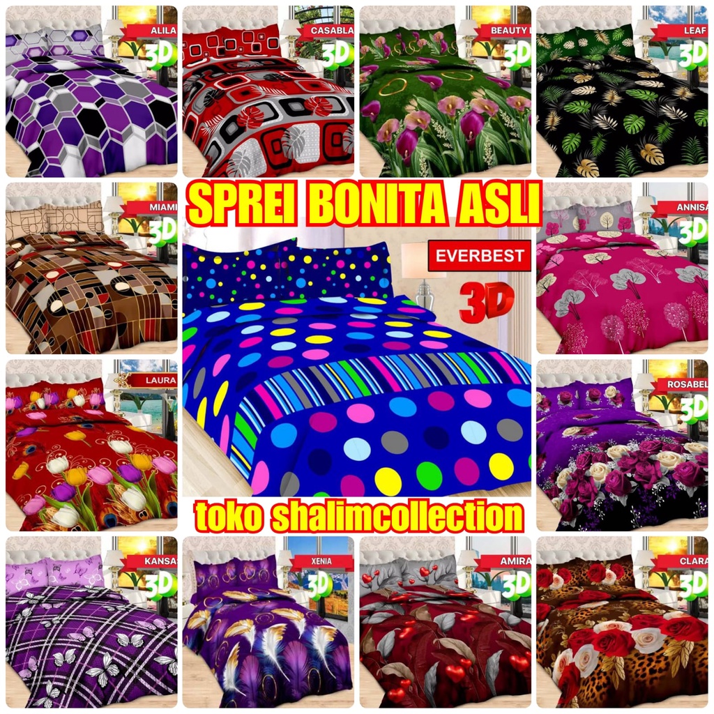 Jual sprei bonita ukuran 160x200 queen kasur no 2 motif gambar terbaru ...