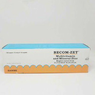Jual Becom Zet Multivitamin Lengkap Vit C 750mg, Zinc isi 100 Kaplet ...