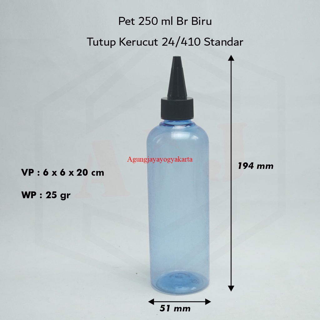 Jual Botol 250 ml Biru Natural Tutup Kerucut Standart | Shopee Indonesia