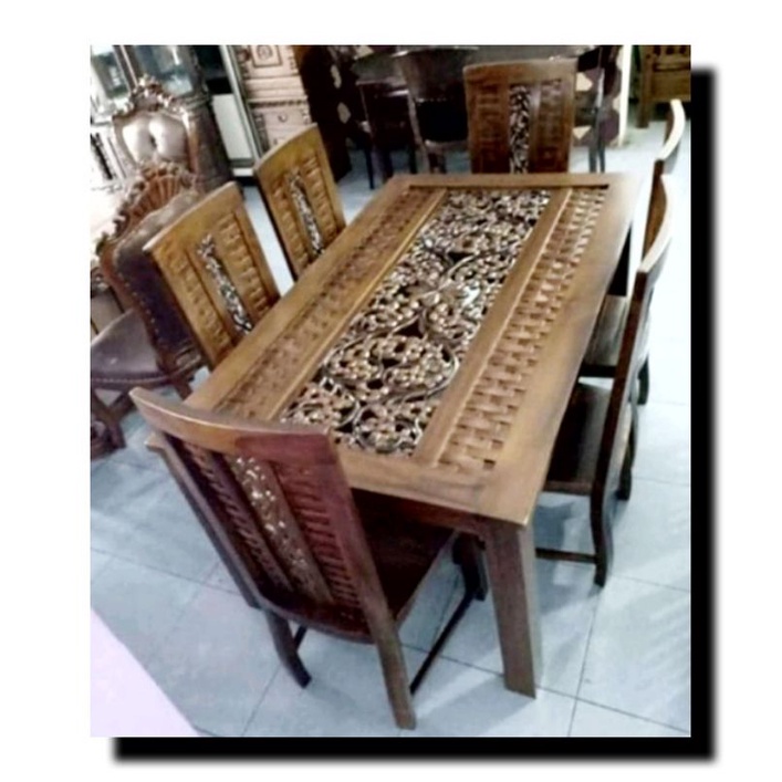 Jual SET KURSI MAKAN MINIMALIS KURSI MAKAN GAPIT MEJA MAKAN JATI UKIRAN JEPARA | Shopee Indonesia