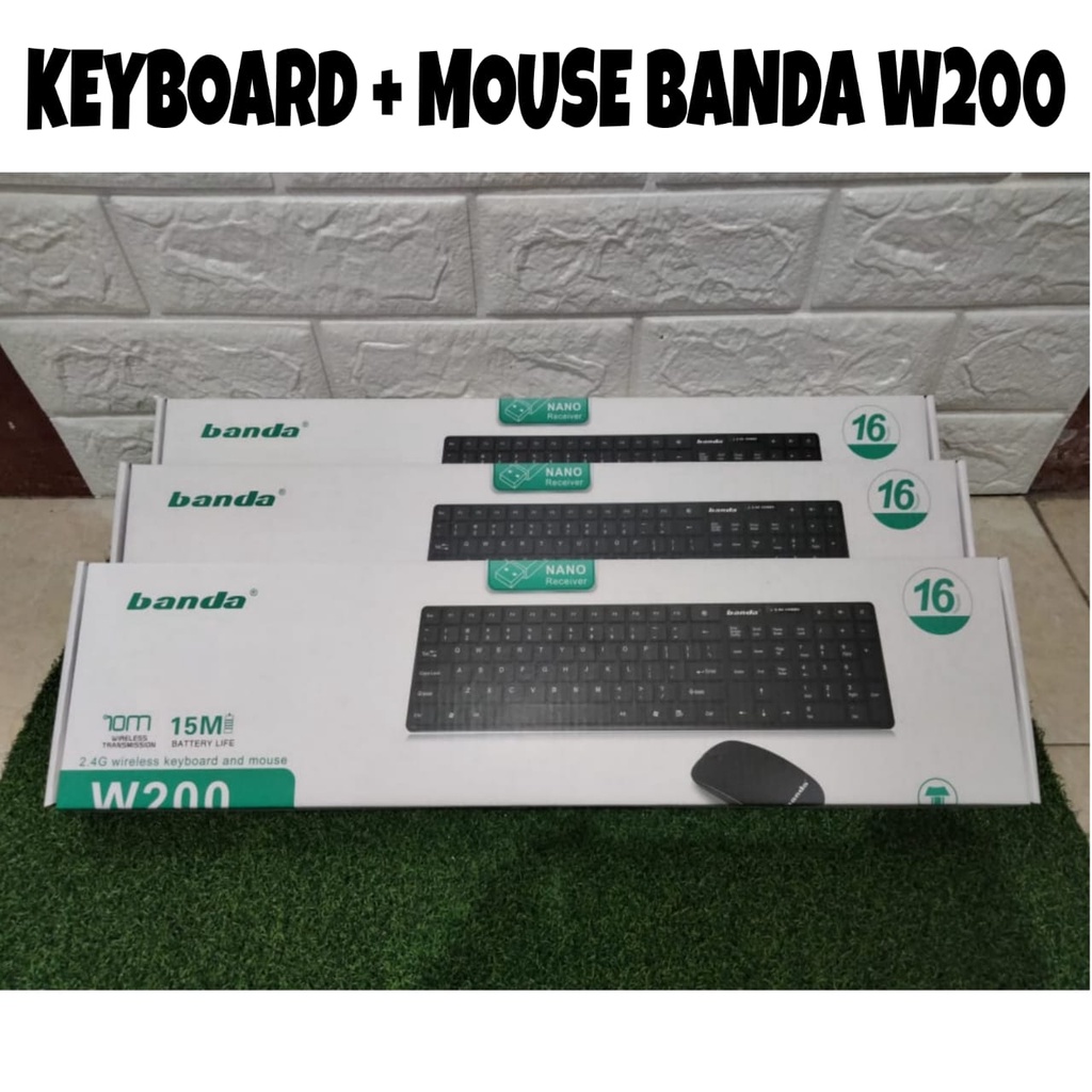 Jual Keyboard Wireless dan Mouse Set Banda W200 | Shopee Indonesia