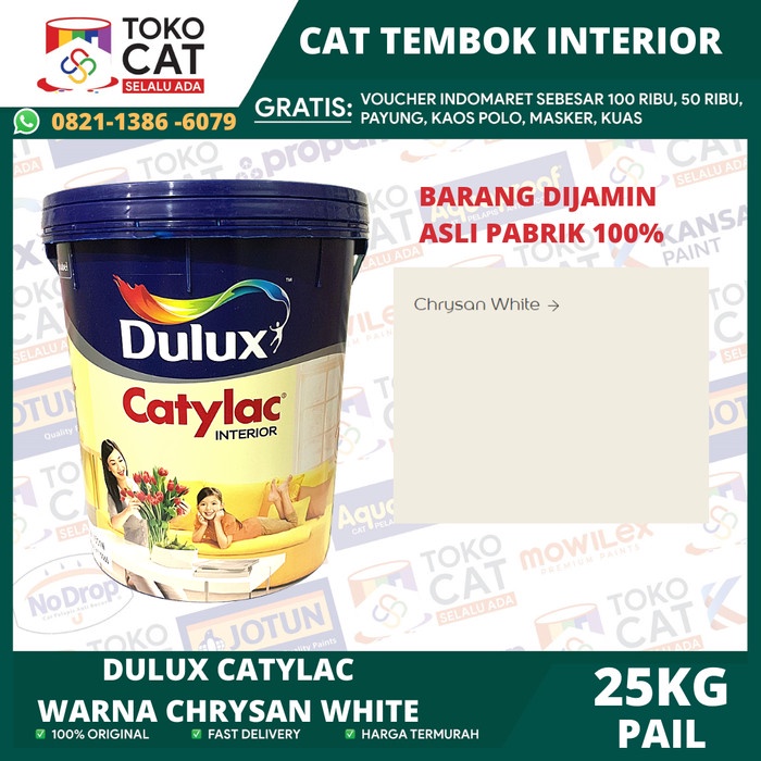 Jual CAT TEMBOK INTERIOR PREMIUM DULUX CATYLAC WARNA CHRYSAN WHITE 25KG ...