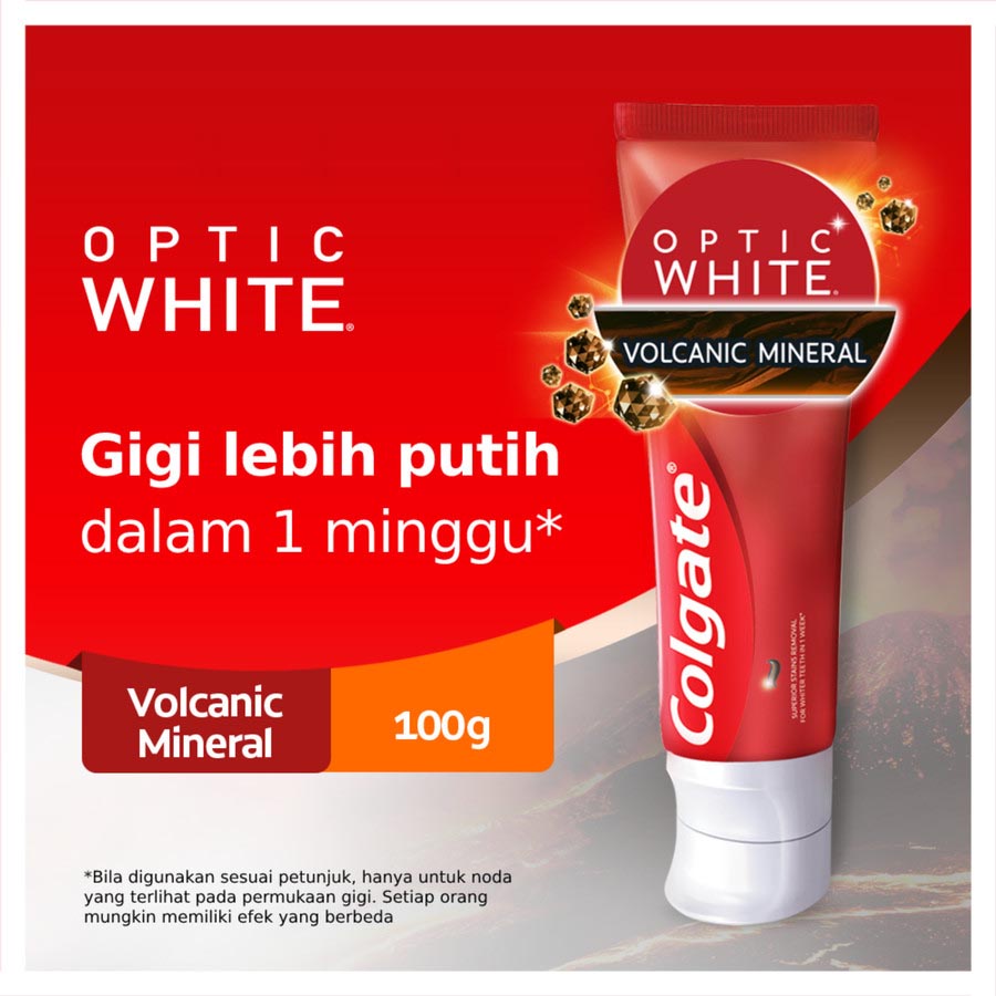 Jual Colgate Pasta Gigi Optic White Volcanic Mineral 100gr | Shopee ...