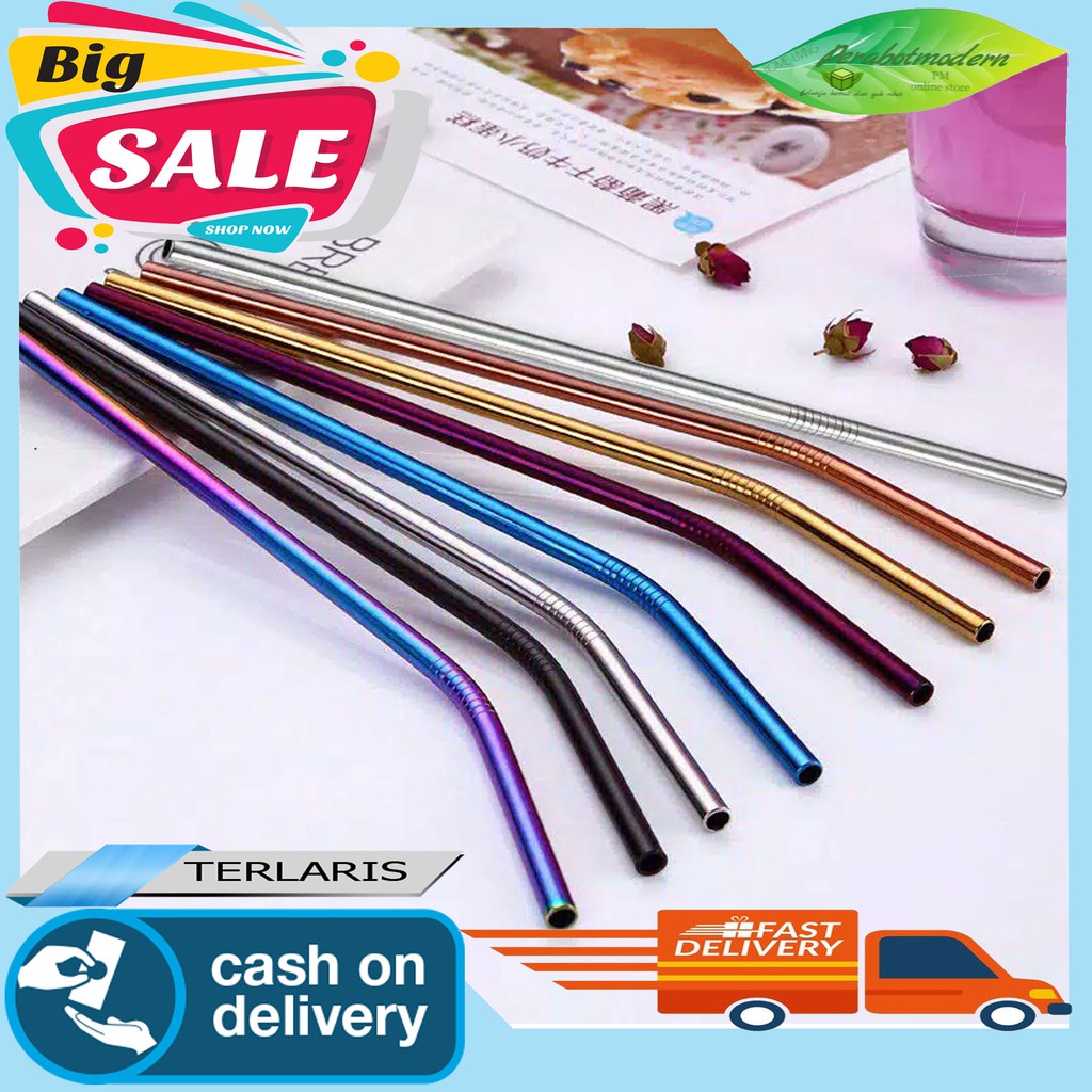 [ Bayar Di Tempat ] Sedotan Stainless Lengkung Ramah Lingkungan ...