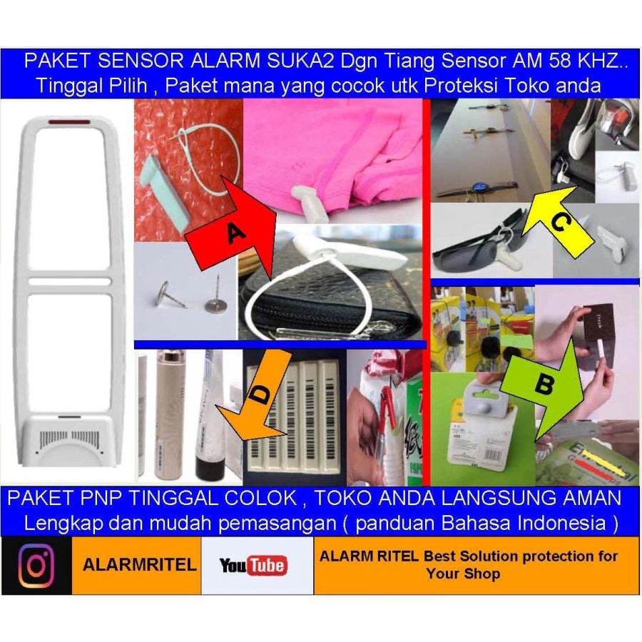 Jual PAKET LENGKAP SUKA2 PART 3 EAS SENSOR TIANG ALARM AM 58 KHZ master ...