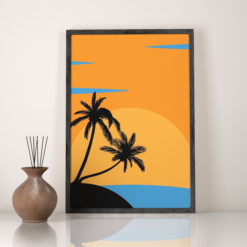 Jual Wall Decor Hiasan Dinding Bingkai Pemandangan Sunset Pantai (sudah ...
